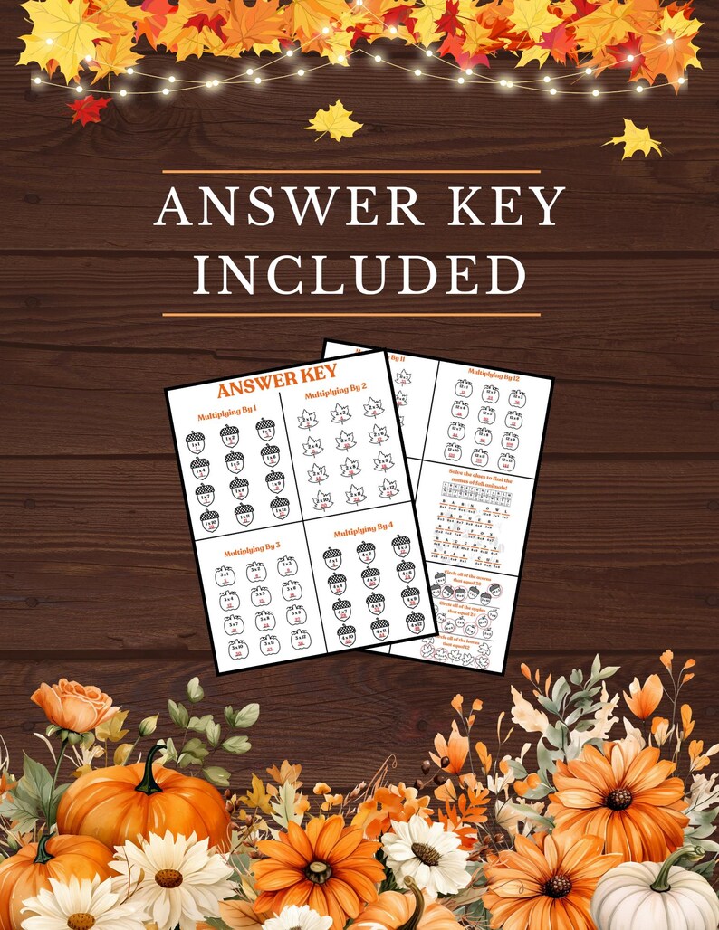 Fall Multiplication Worksheets - Etsy