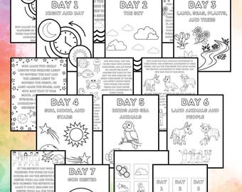 7 Days of Creation Bible Coloring Pages - Etsy