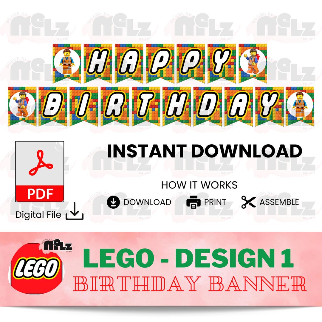 Lego Happy Birthday Banner, Flags, Bunting, Sign, Legos, Superhero ...