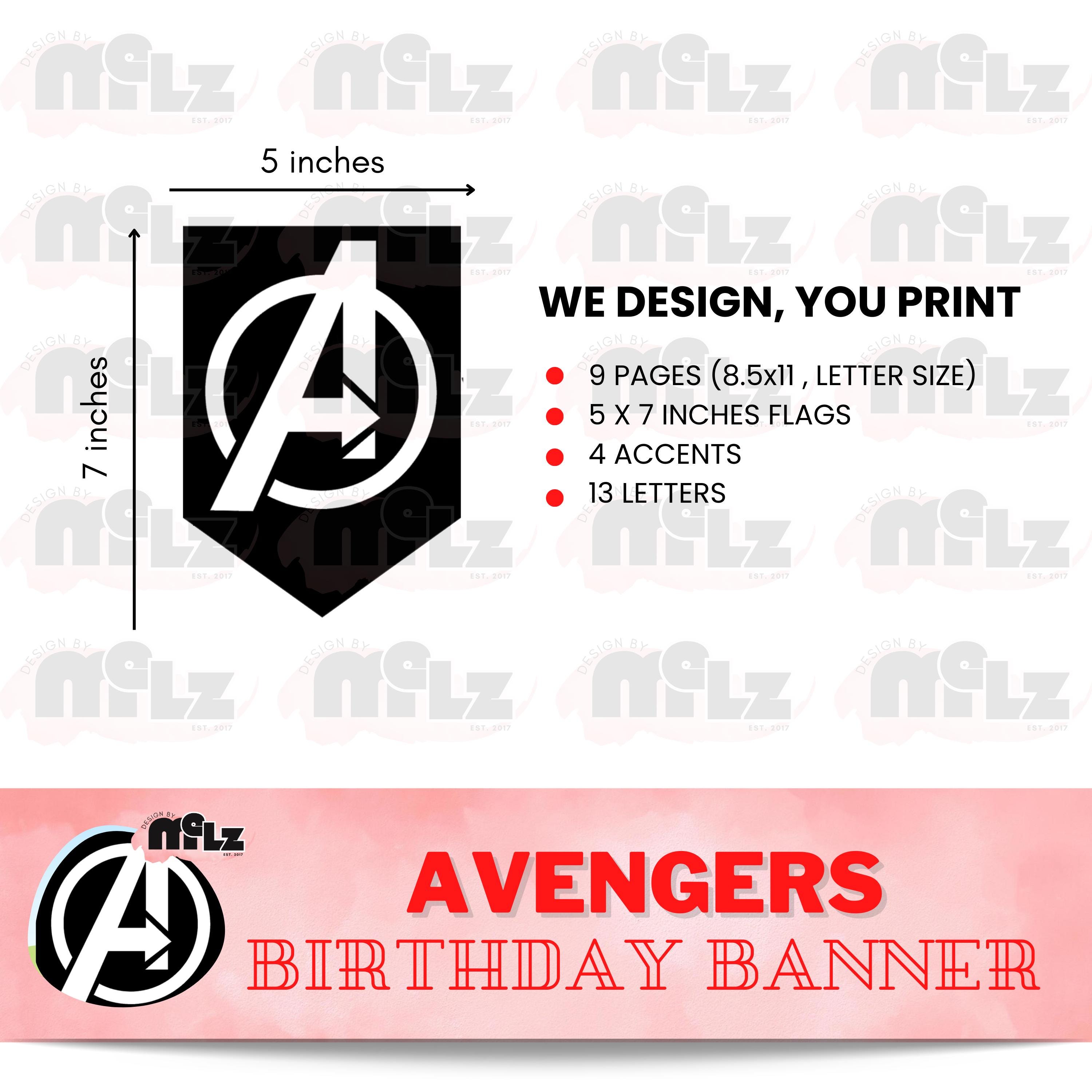 Avengers Happy Birthday Banner, Flags, Bunting, Sign, Avengers ...
