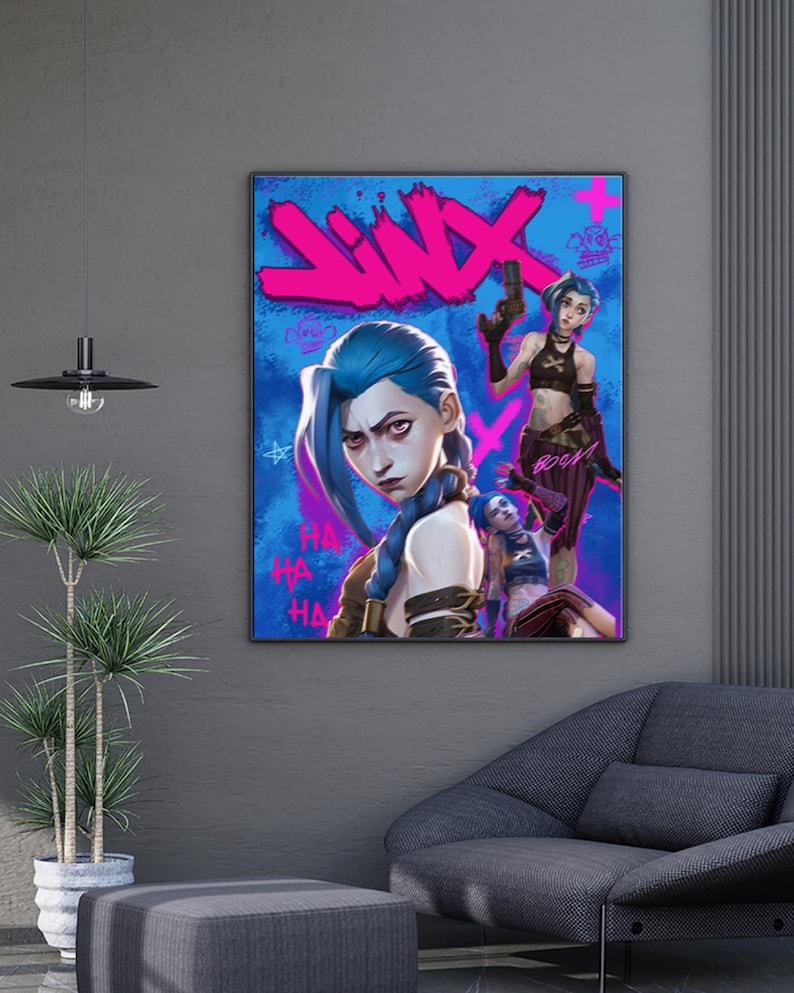 Jinx Arcane Poster, Vibrant Graffiti Art/league of Legends Wall Decor ...