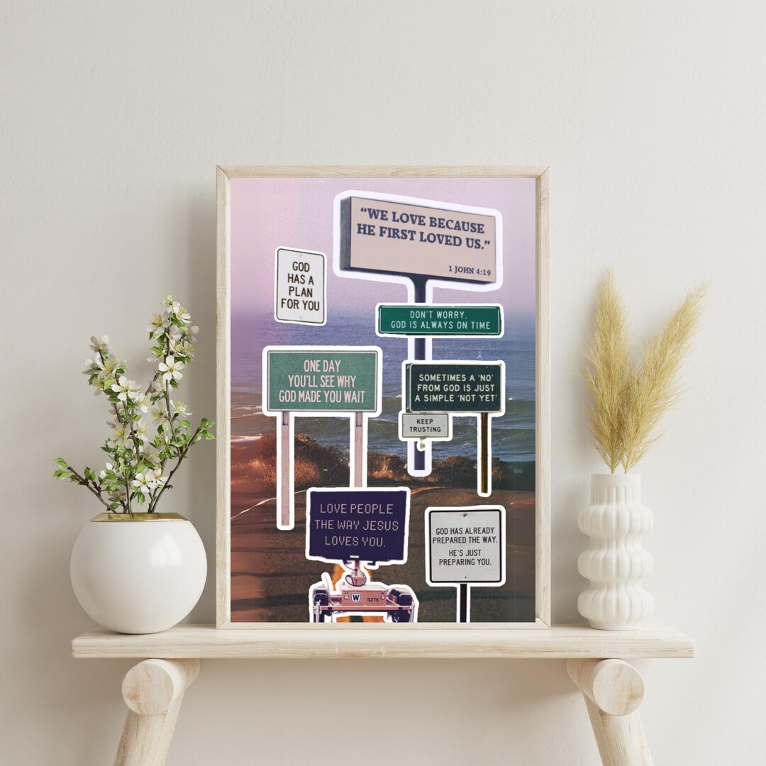 Jesus Road Signs Magazine Collage - Digital Wall Art for Faith and ...