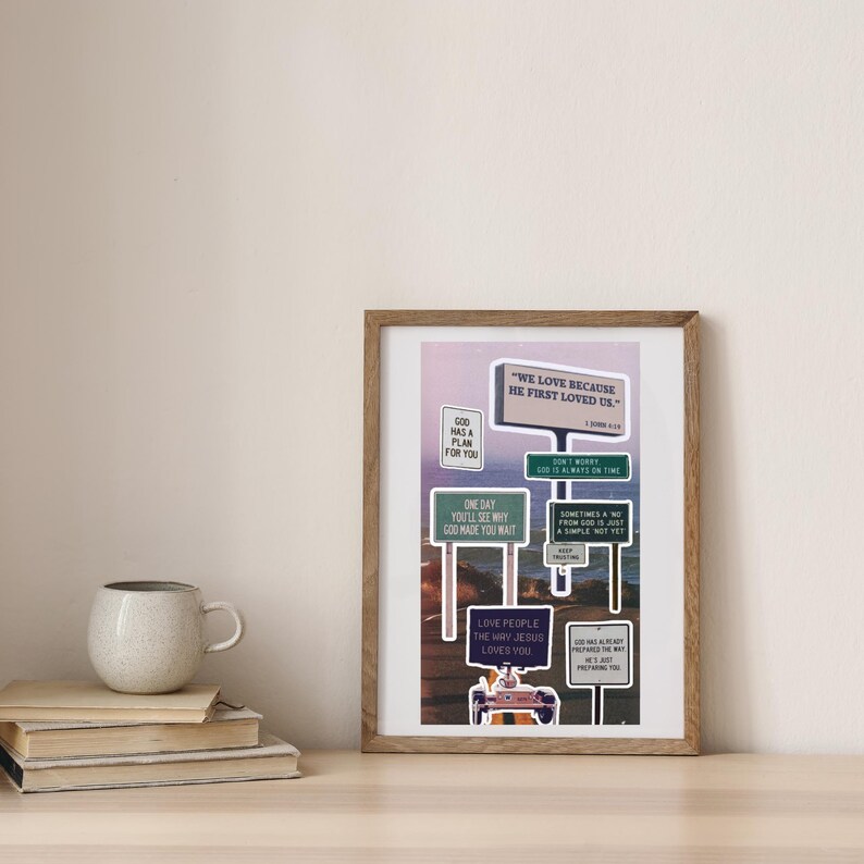 Jesus Road Signs Magazine Collage - Digital Wall Art for Faith and ...