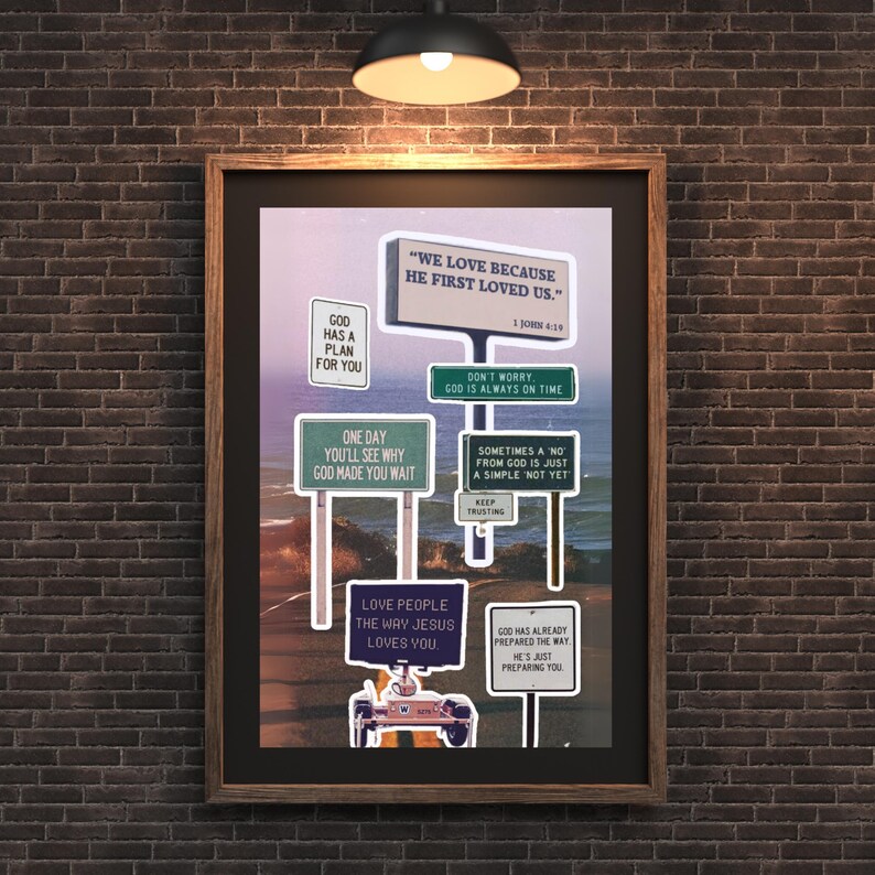 Jesus Road Signs Magazine Collage - Digital Wall Art for Faith and ...
