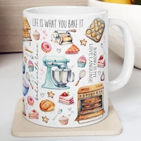 Personalized Love Baking 2D Accent Mug, Cake Bakery Accessories Ceramic ...
