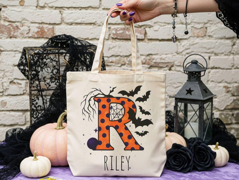 Personalized Halloween Tote Bag Customized Canvas Tote Bag for Trick or ...