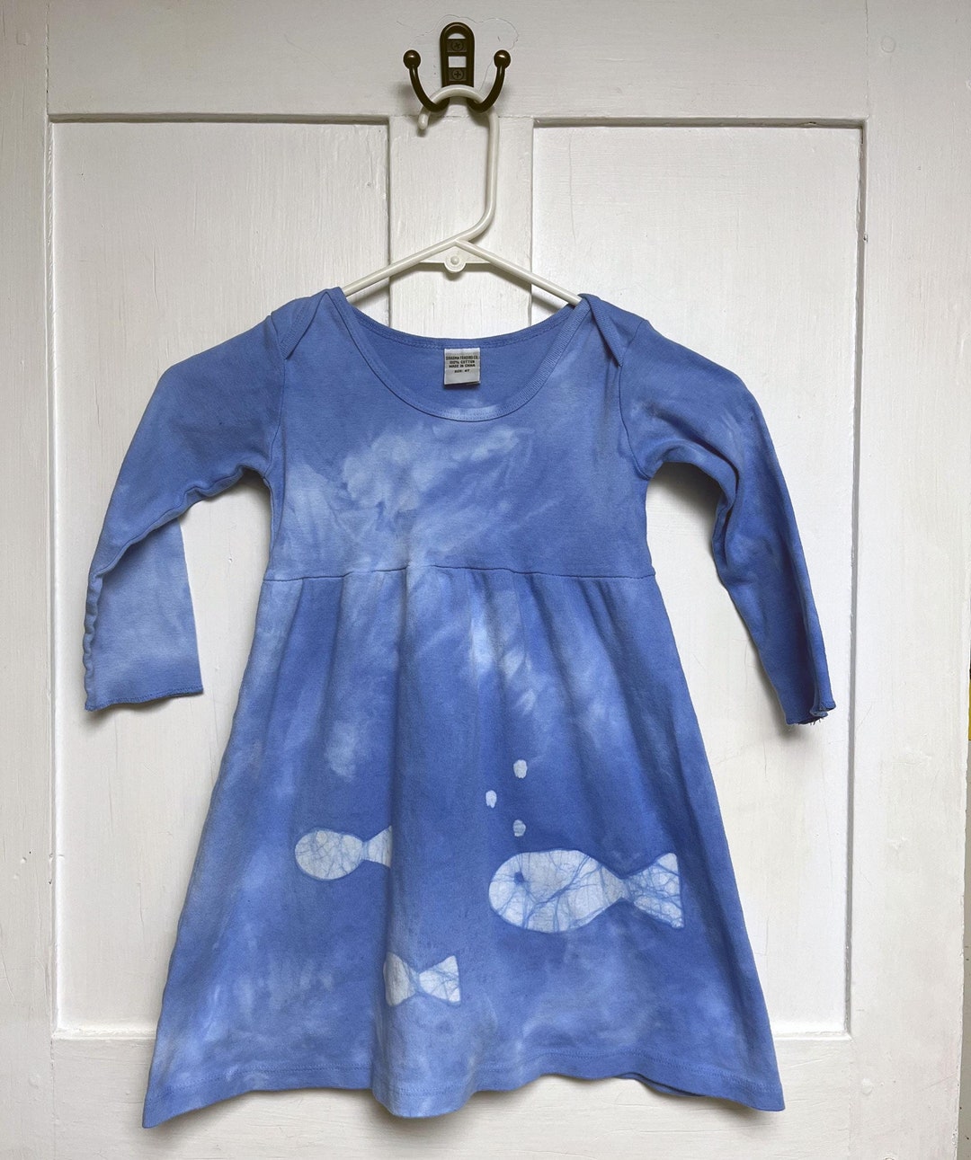 Girls Fish Dress, Blue Fish Dress, Batik Fish Dress, Blue Girls Dress ...