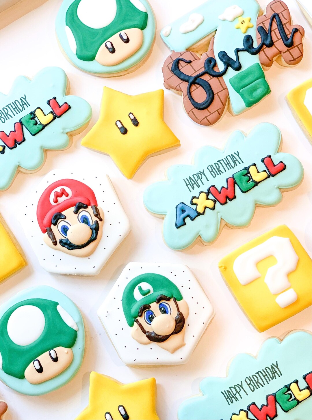 Super Mario Decorated Sugar Cookie Set - Mario Luigi Bros. Birthday ...