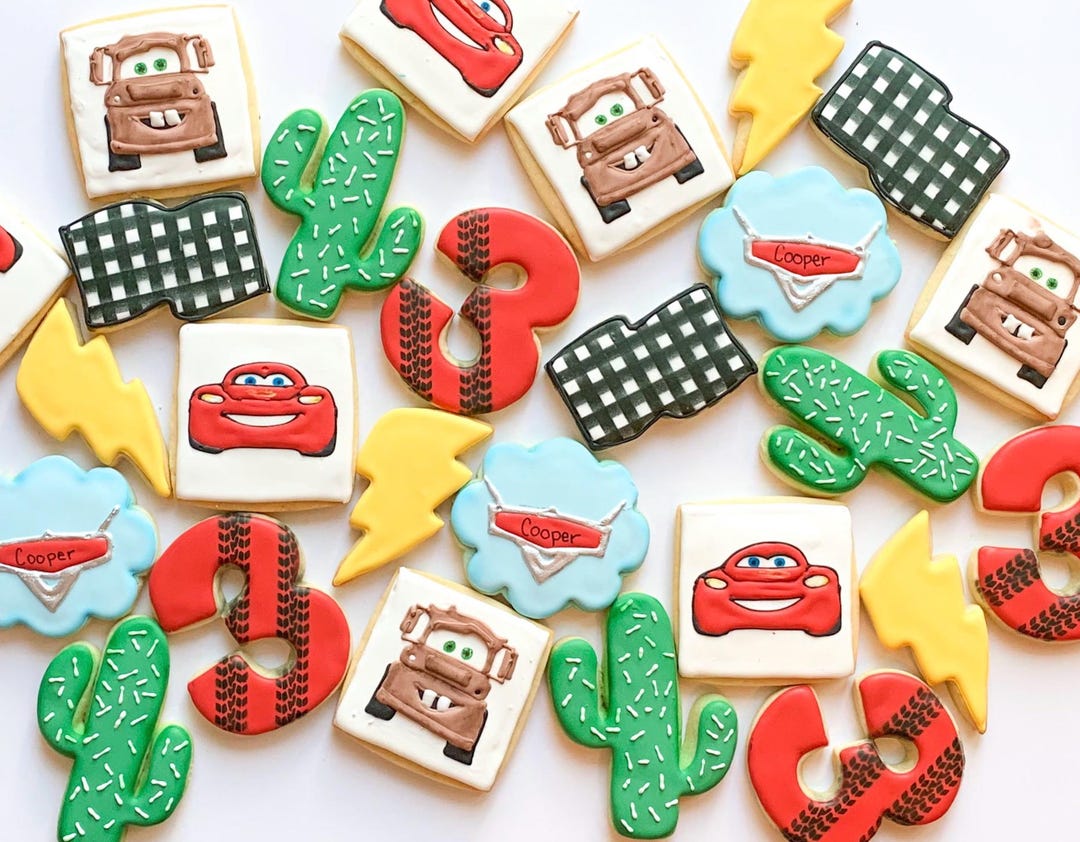 Cars Decorated Sugar Cookie Set - Lightening Mcqueen Mater Racing ...