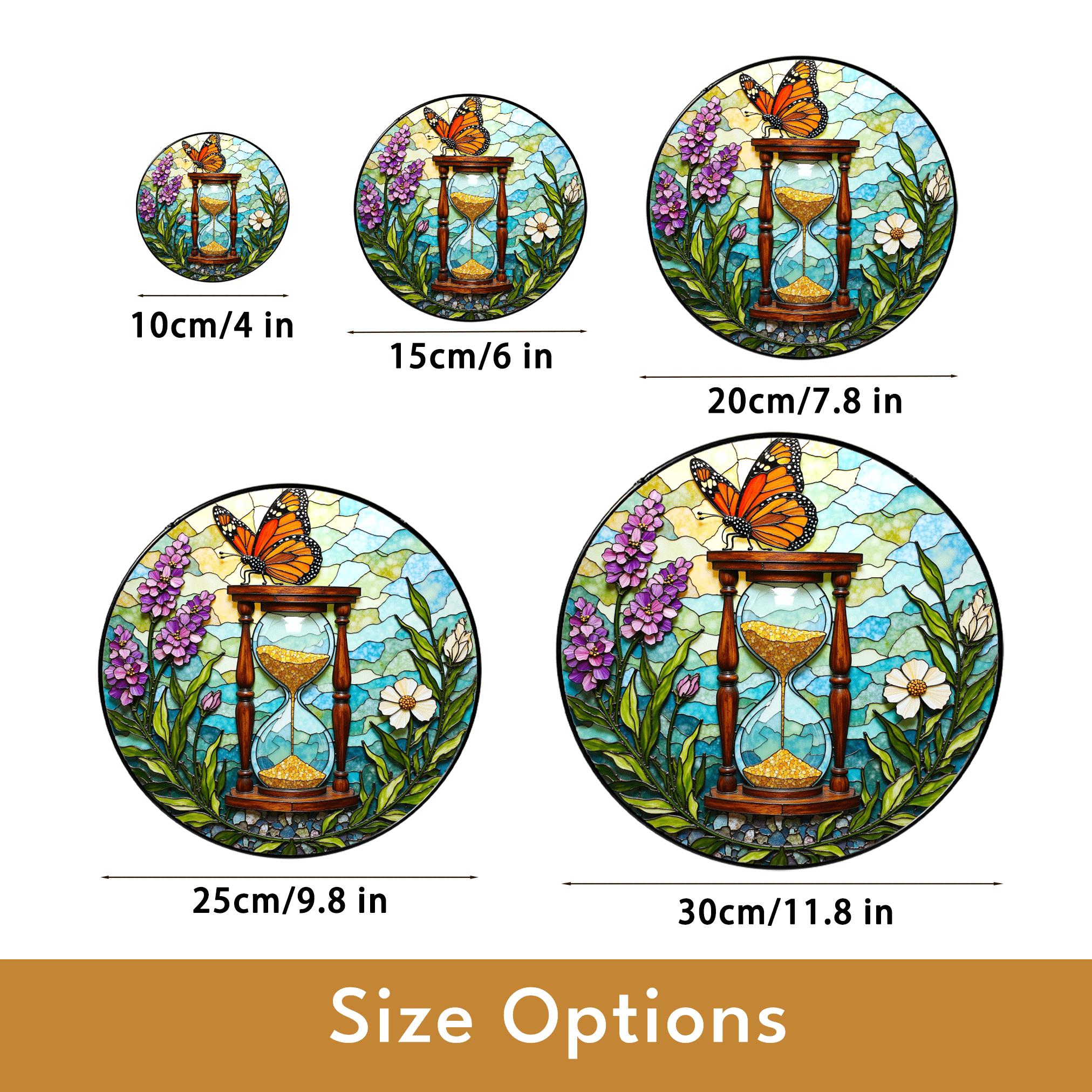 Butterfly Hourglass Stained Glass Suncatcher Nature Time Decor Gift for ...