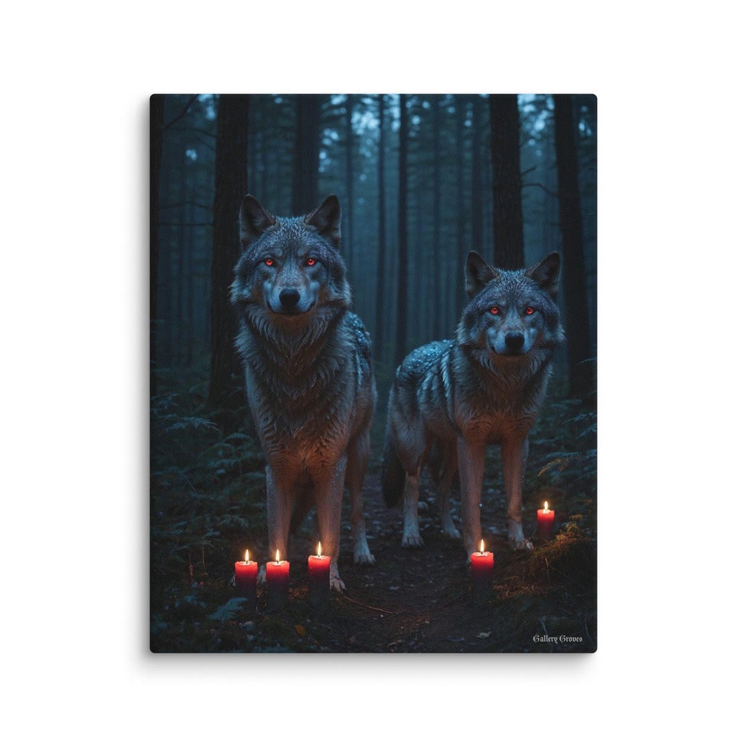 Gothic Wolf Art Print: Red Eyes, Dark Fantasy Canvas - Etsy
