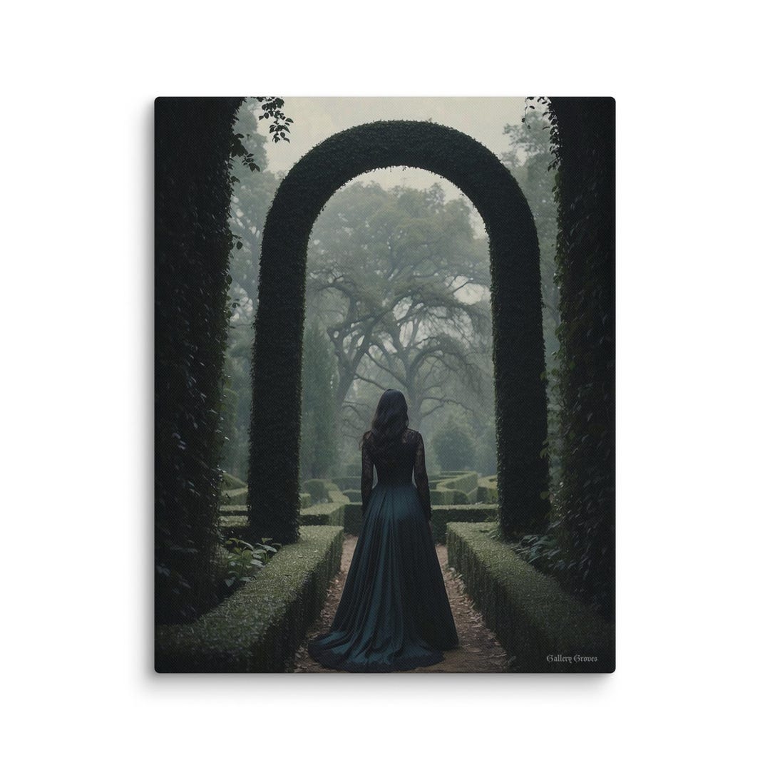 Fantasy Garden Archway Art – the Maze – Gothic Woman in Black Victorian ...