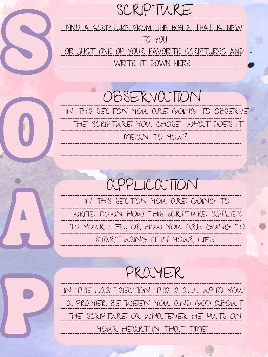 SOAP Bible Study Template Printable - Scripture Journal Page ...
