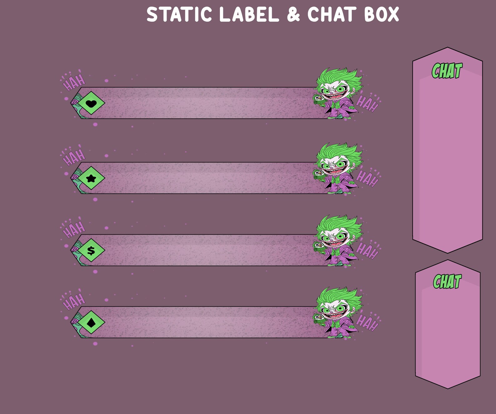 Jester Sprout Animated Stream Overlay Bundle, Purple Green Theme ...