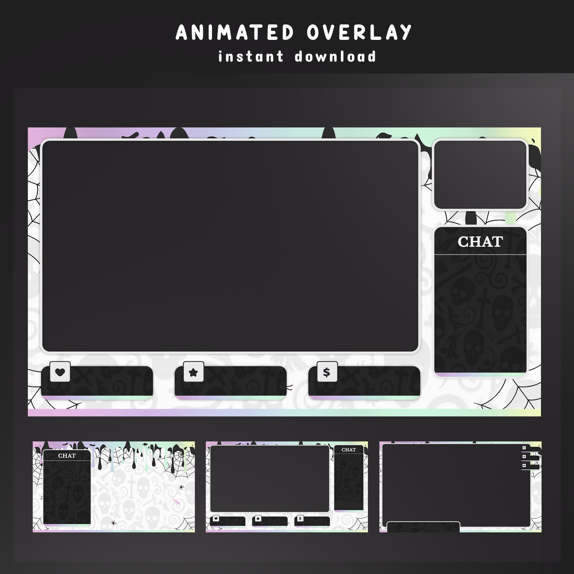 Drippy Skulls Animated Stream Overlay Bundle, Halloween Stream Overlay ...