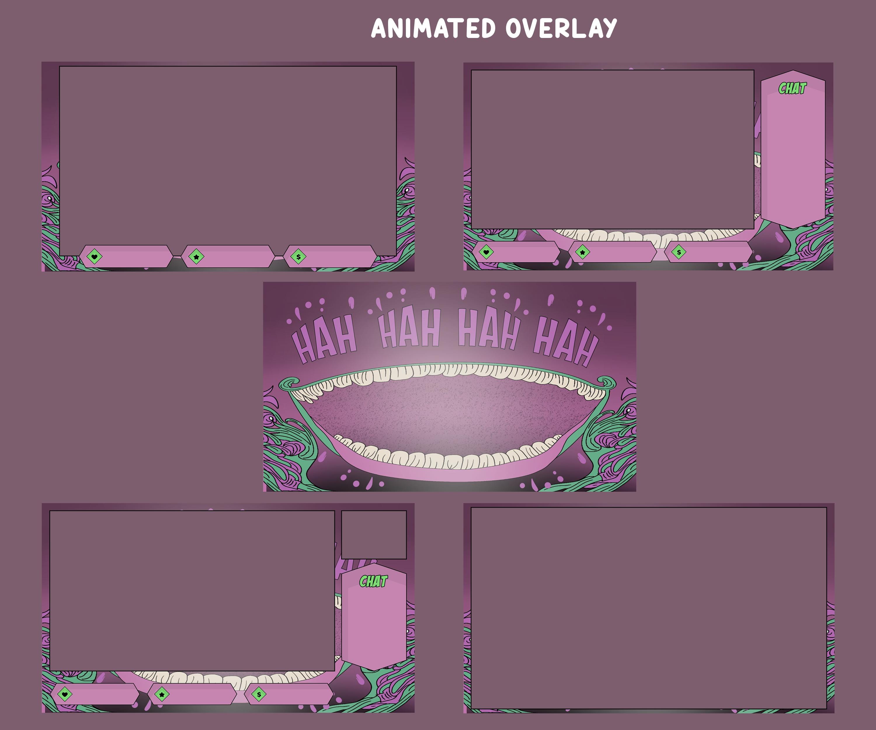 Jester Sprout Animated Stream Overlay Bundle, Purple Green Theme ...