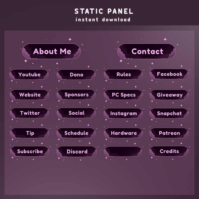 Silent Crescent Animated Stream Overlay Bundle, Moon Cloud Vtuber ...