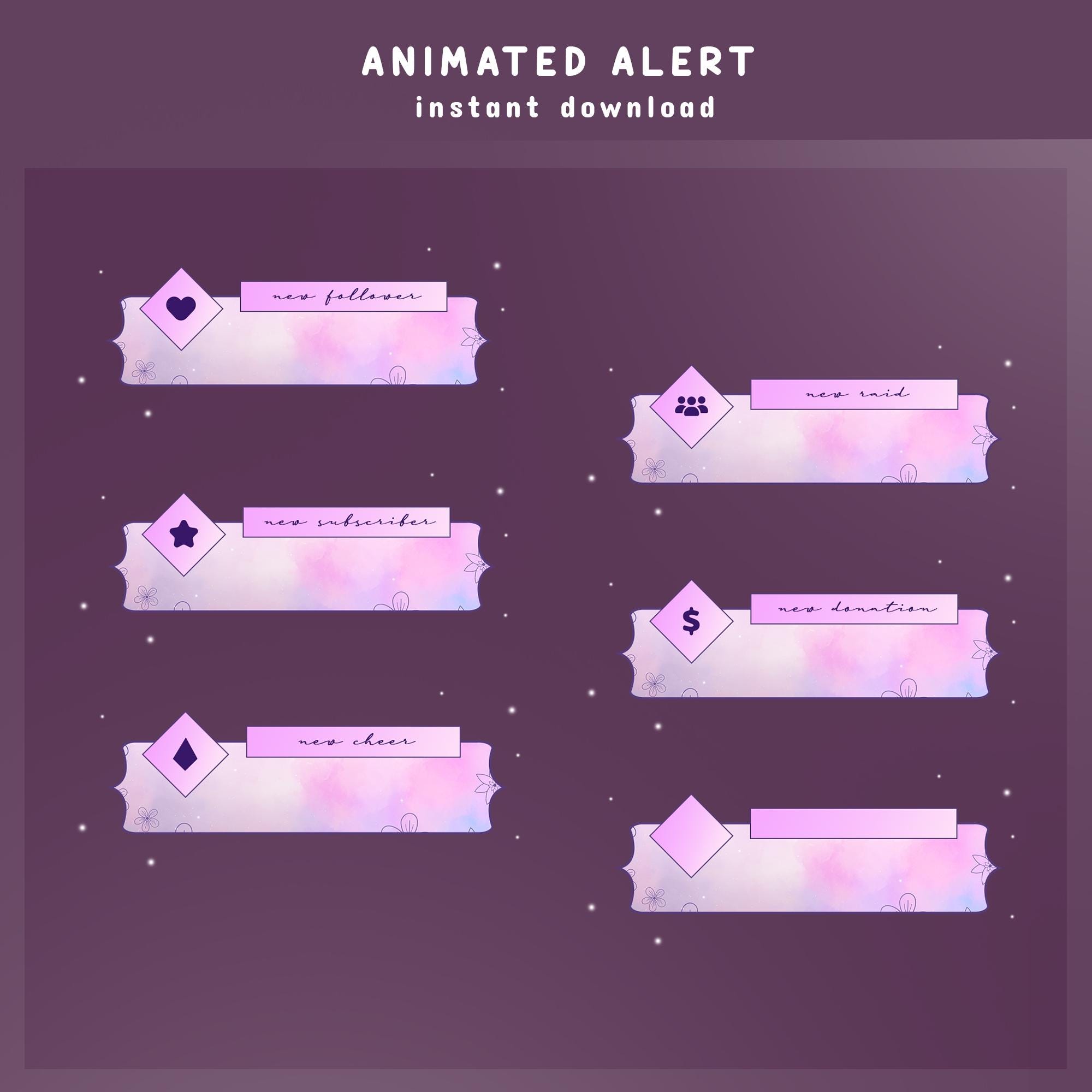 Starlight Flowers Animated Stream Alert Overlay, Pink Purple Twitch ...