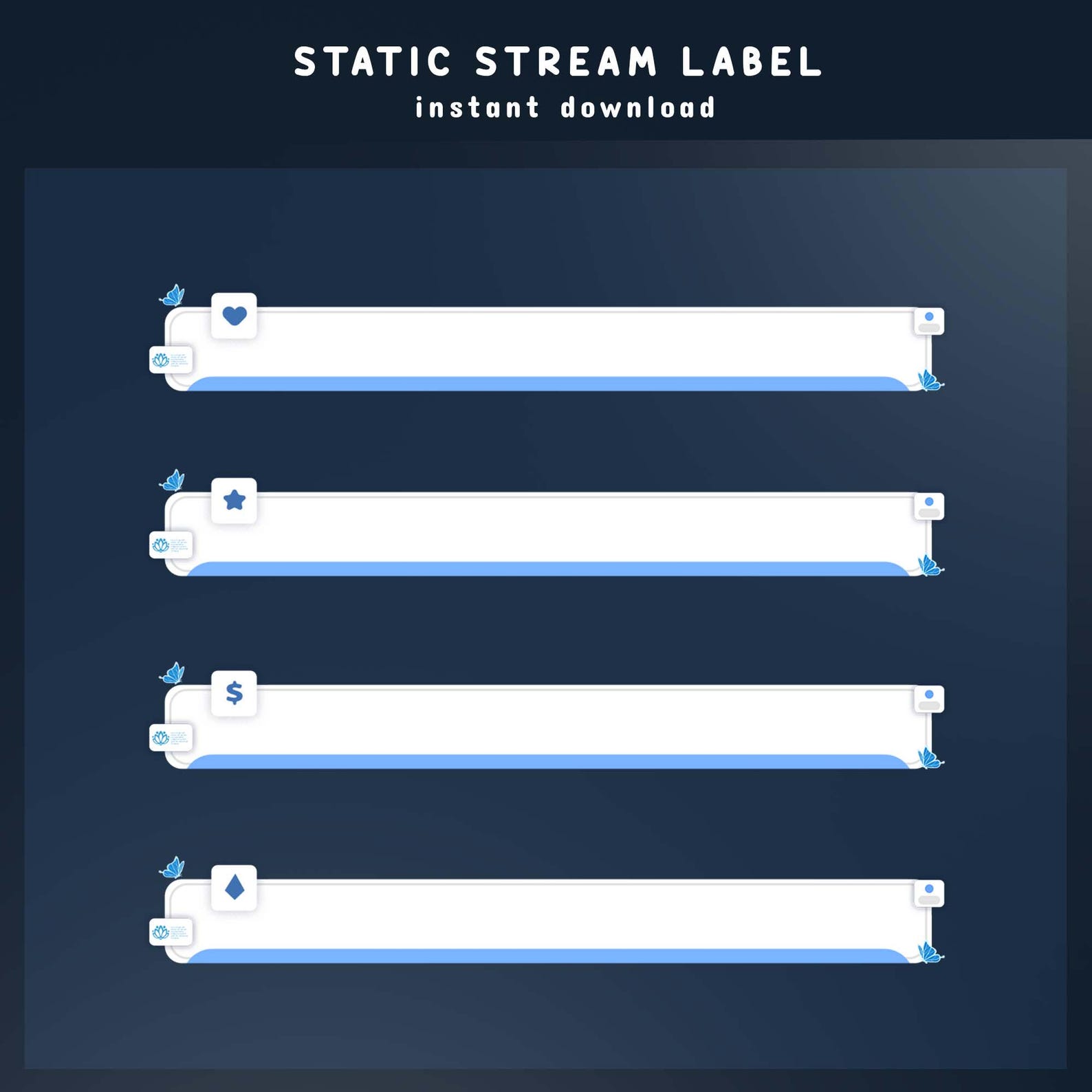 Blue Serenity Animated Stream Overlay Bundle, Feminine Overlay, Blue ...