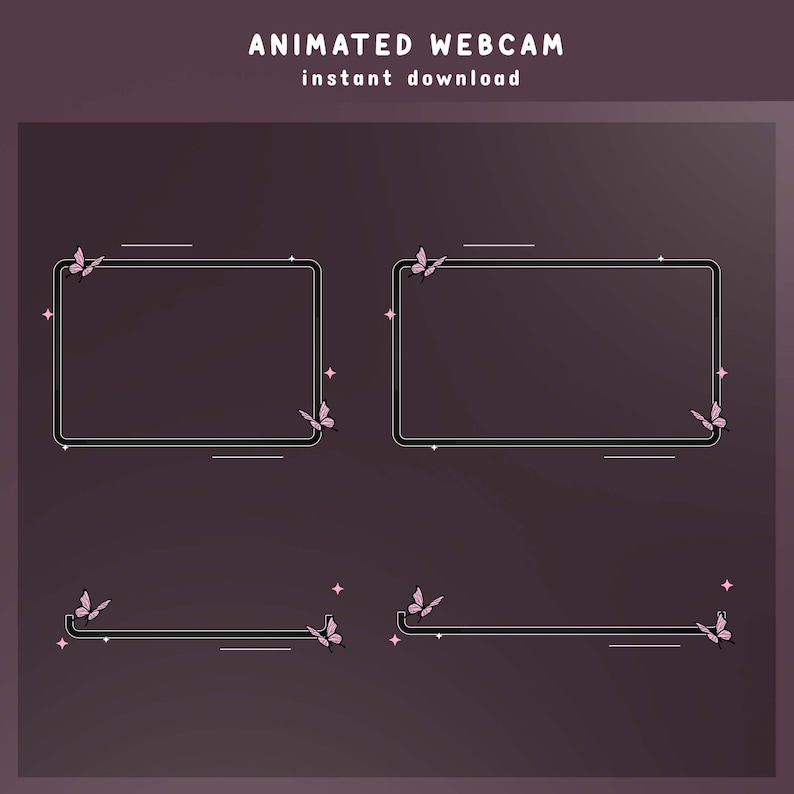 Velvet Wings Animated Stream Overlay Bundle, Black Pink Stream Overlay ...