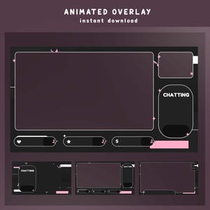 Velvet Wings Animated Stream Overlay Bundle, Black Pink Stream Overlay ...