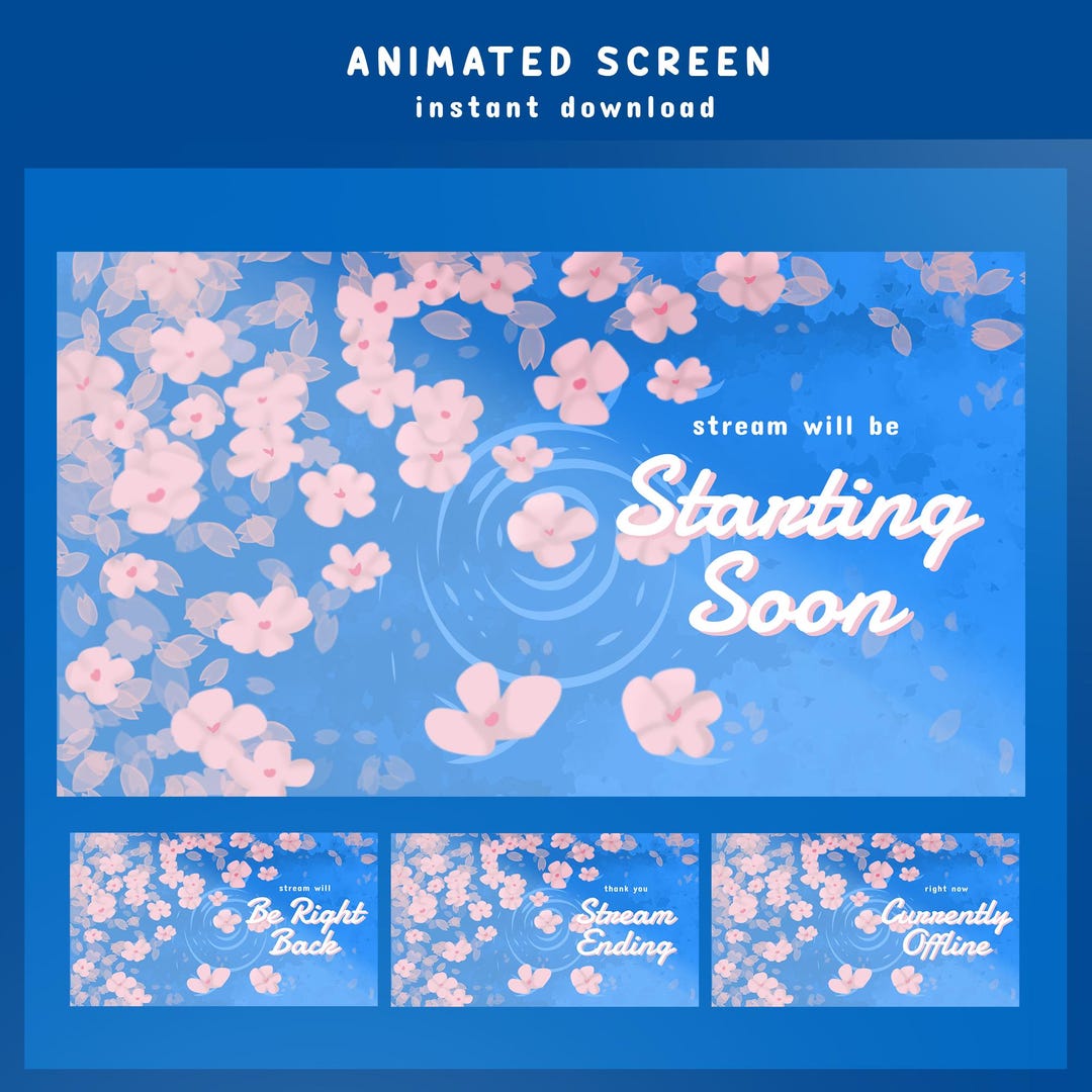Chery Sky Animated Stream Screen Overlay, Cozy Sakura Overlay, Girly ...