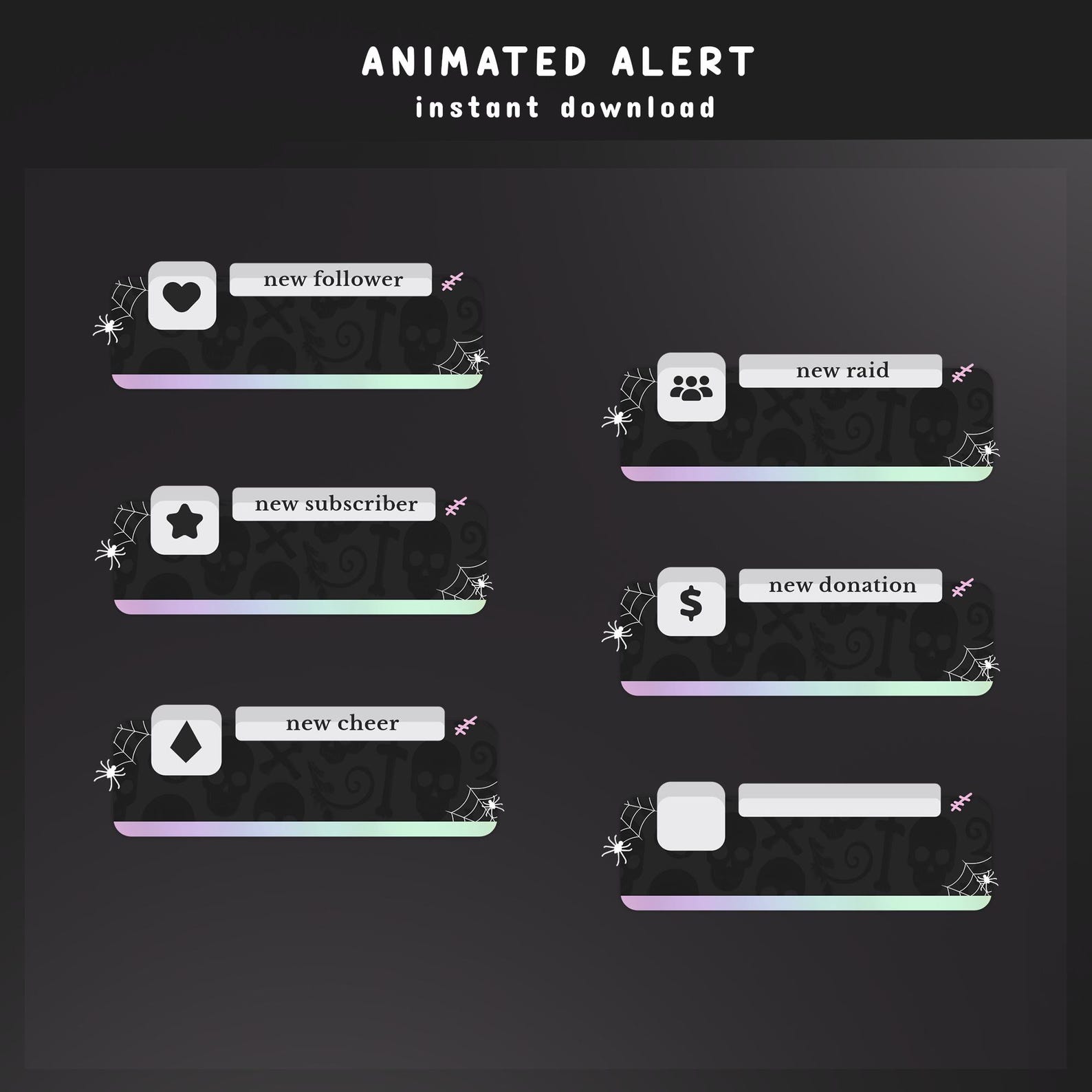 Drippy Skulls Animated Stream Overlay Bundle, Halloween Stream Overlay ...