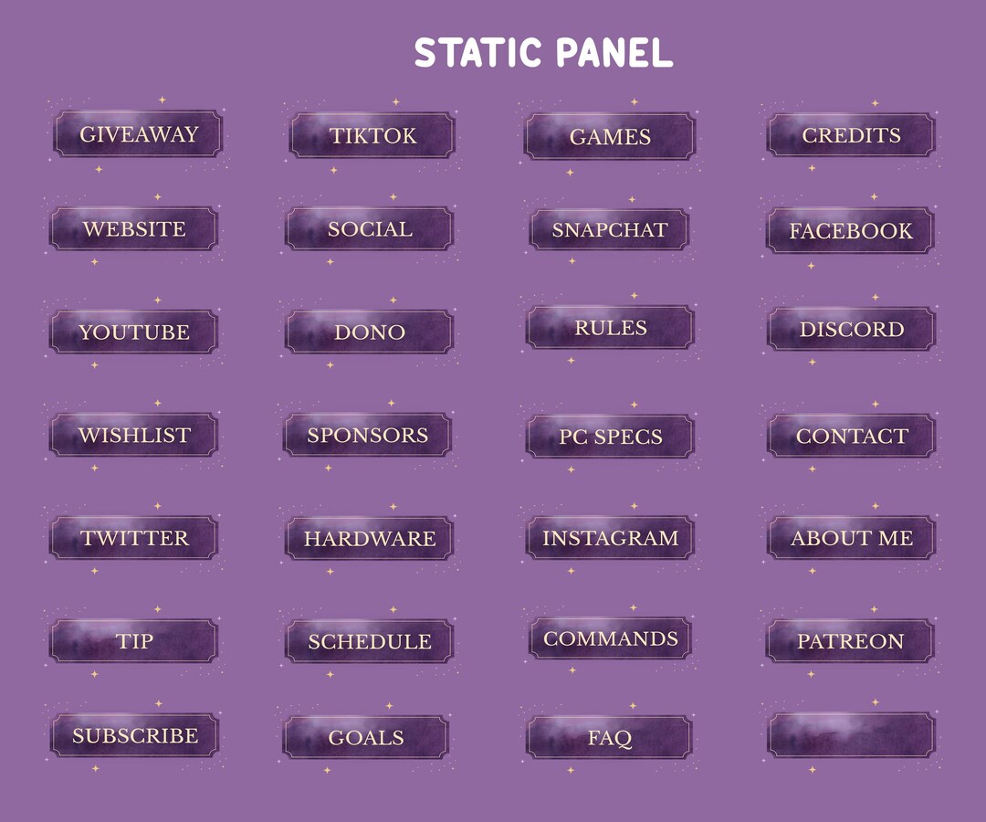 Dusky Stardust Animated Cute Lofi Stream Panel Overlay for Twitch ...