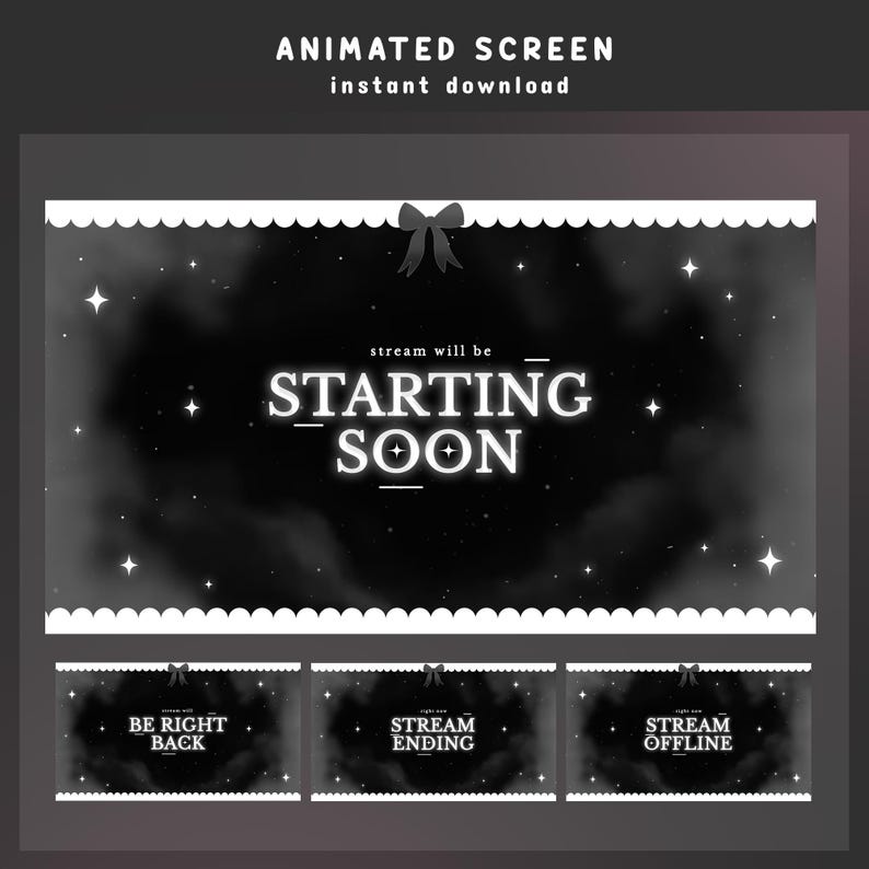 Chibi Galaxy Animated Stream Overlay Bundle, Black and White Galaxy ...