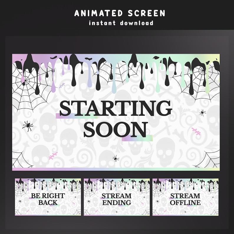 Drippy Skulls Animated Stream Screen Overlay, Halloween Stream Screen ...