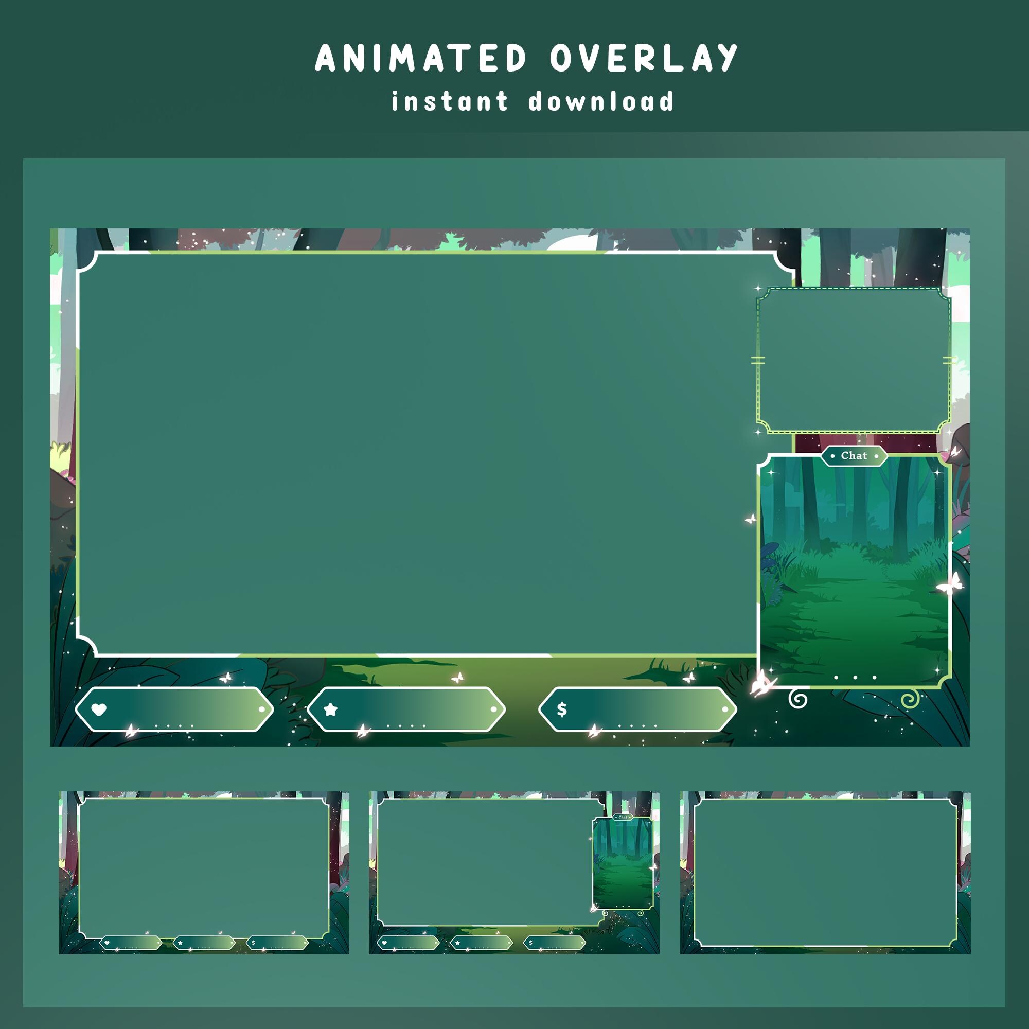 Green Forest Animated Stream Overlay Bundle, Fantasy Forest Stream ...
