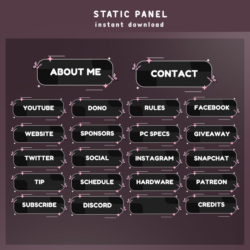 Velvet Wings Animated Stream Overlay Bundle, Black Pink Stream Overlay ...