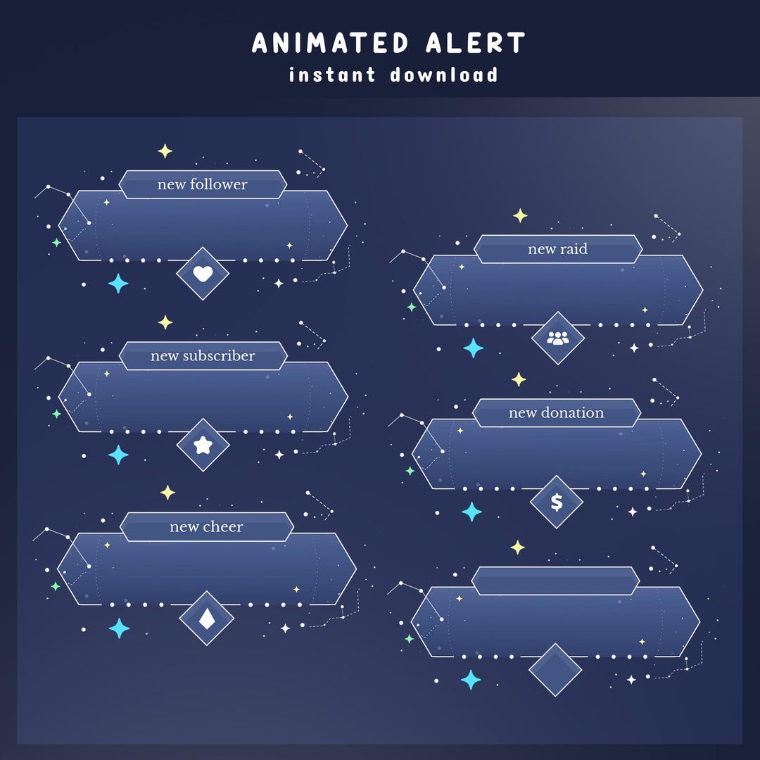 Stellar Space Animated Stream Alert Overlay, Blue Gradient Overlay ...