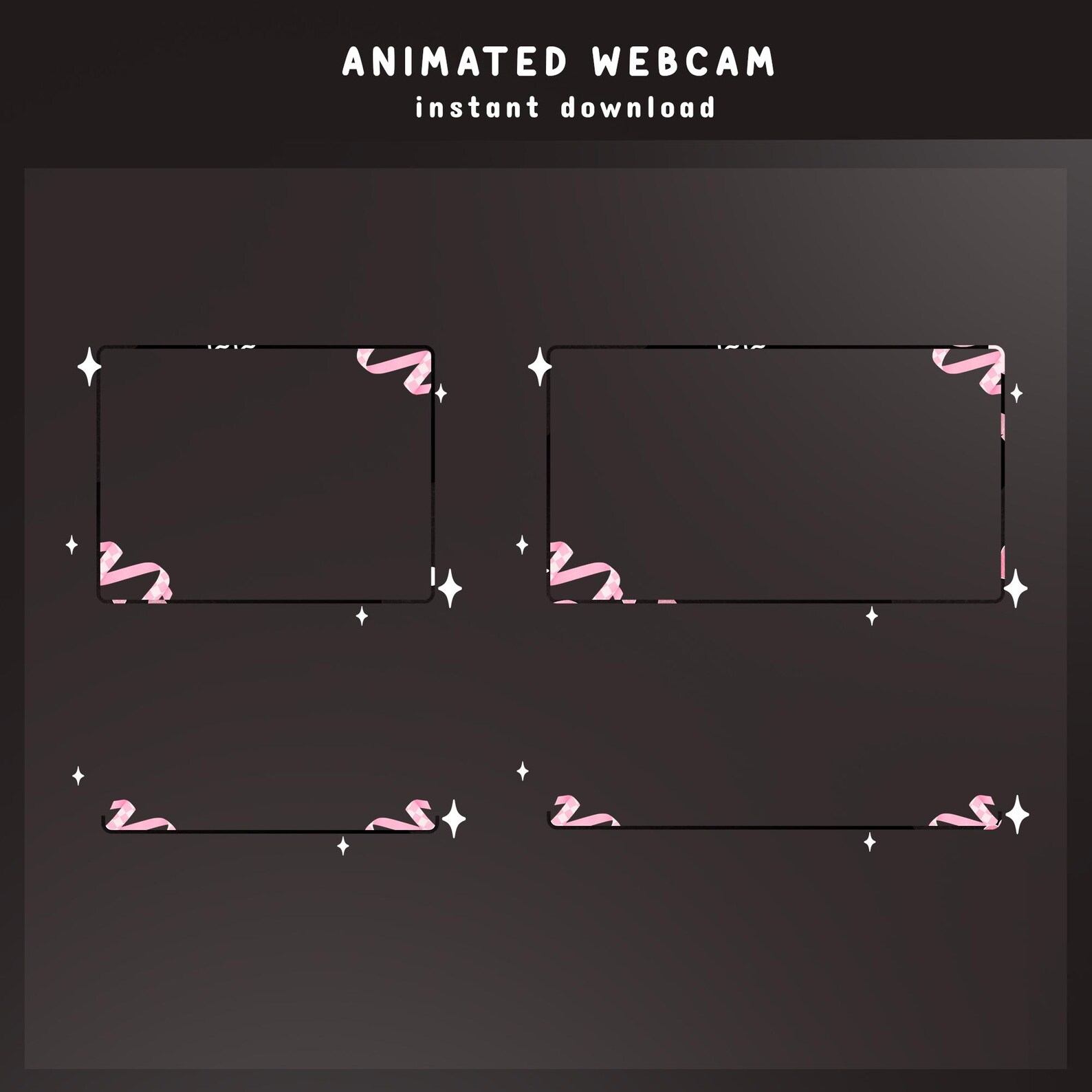 Lovely Charm Animated Stream Overlay Bundle, Pink Black Overlay ...