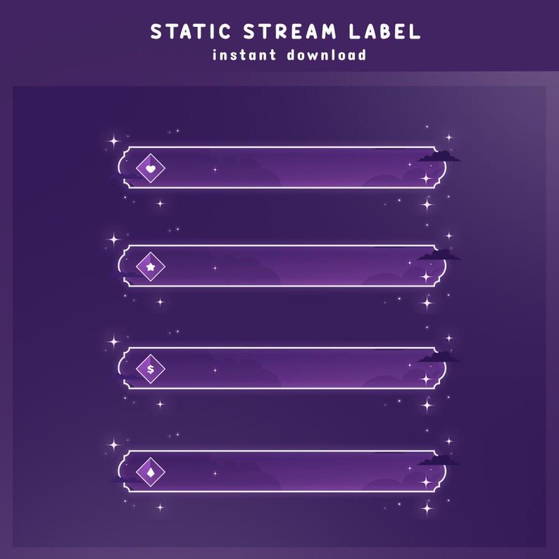 Starlit Clouds Animated Stream Overlay Bundle, Night Theme Overlay ...