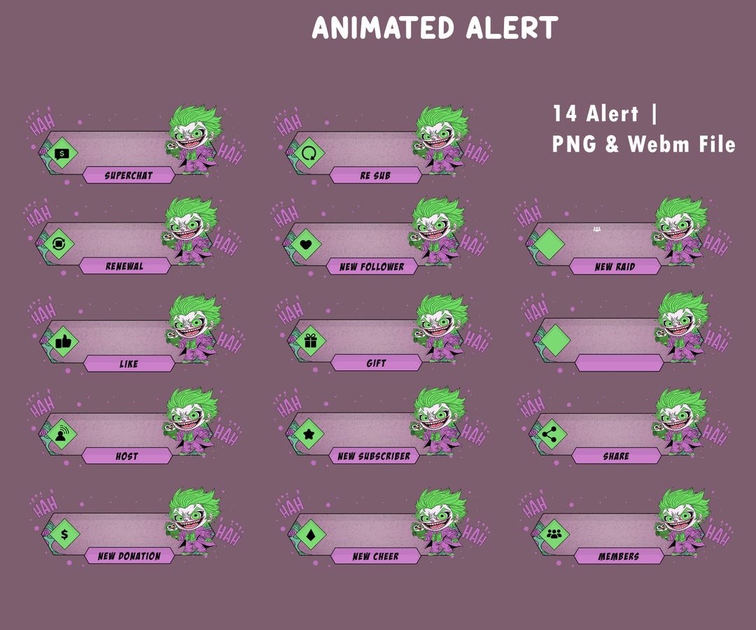 Jester Sprout Animated Stream Alert Overlay, Laughing Villain Alert ...