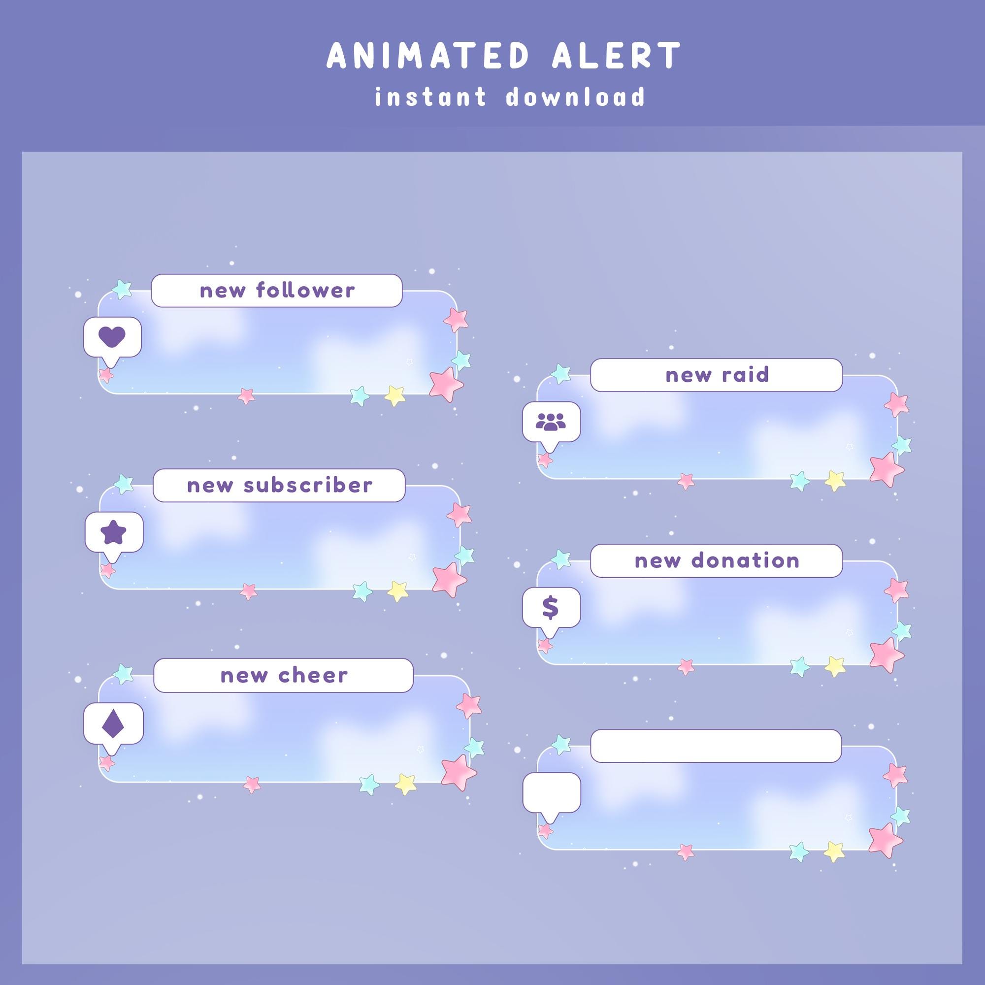 Candy Star Animated Stream Overlay Bundle, Soft Purple Overlay ...