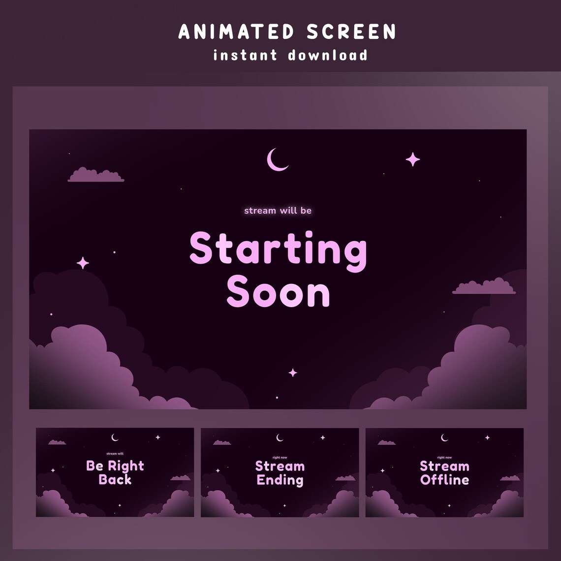 Silent Crescent Animated Stream Screen Overlay, Night Sky Overlay ...