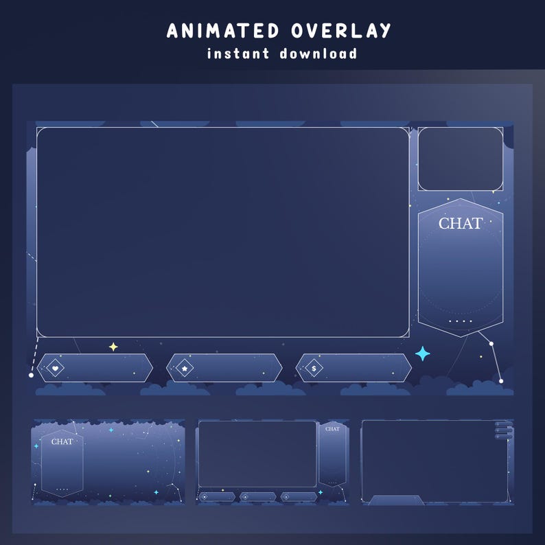 Stellar Space Animated Stream Overlay Bundle, Night Sky Theme, Starry ...