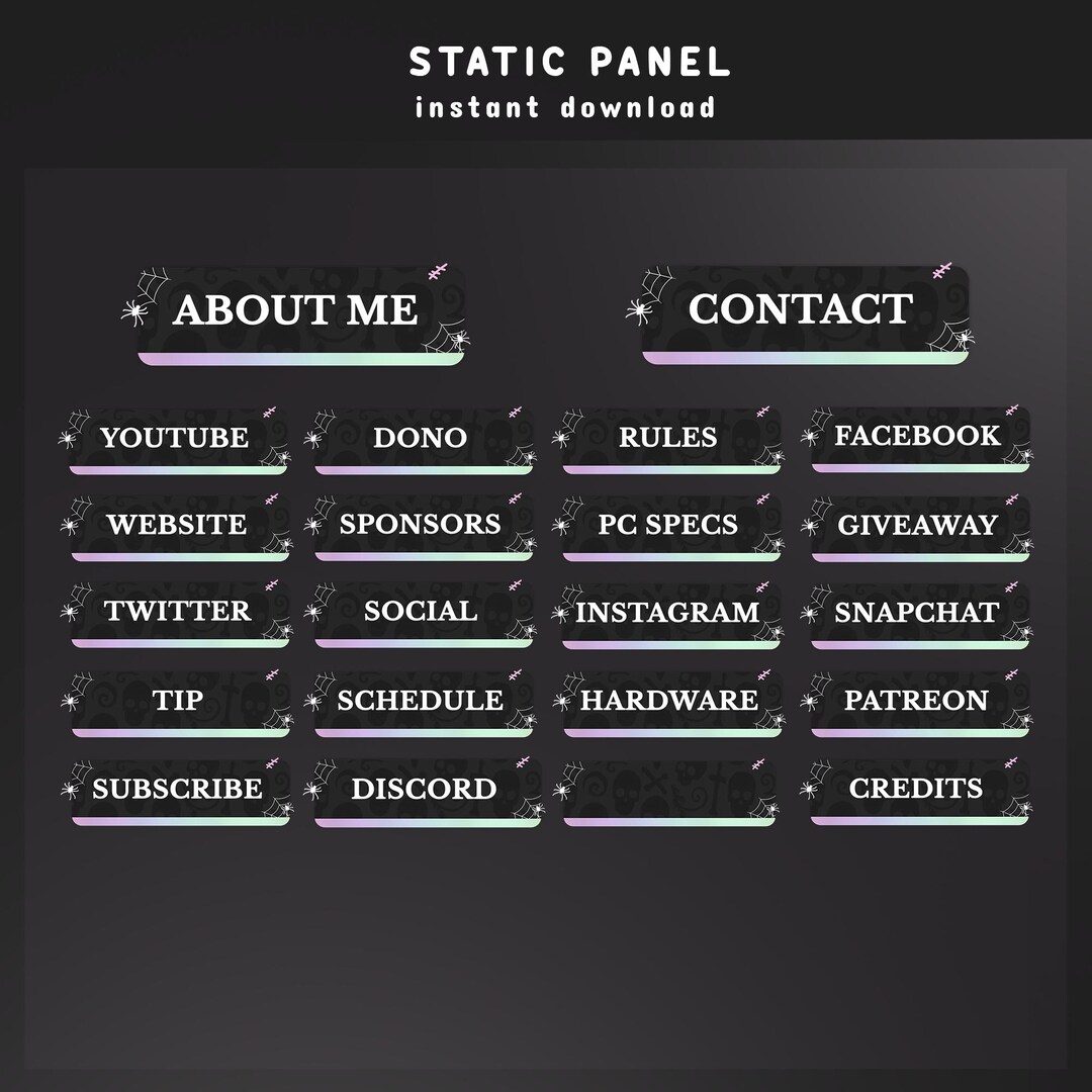 Drippy Skulls Static Stream Panel Overlay, Halloween Stream Panel ...