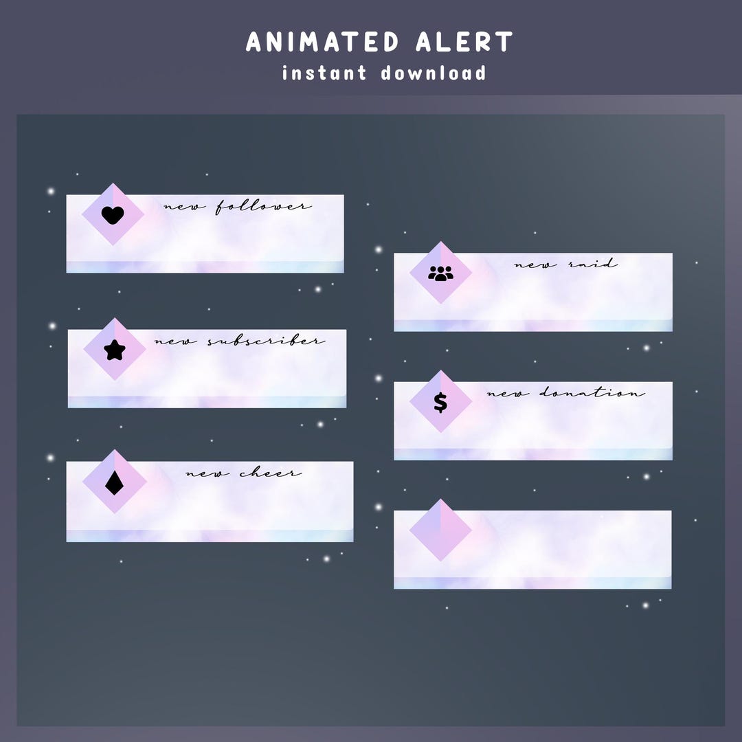 Celestial Clouds Animated Stream Alert Overlay, Pink Pastel Twitch ...