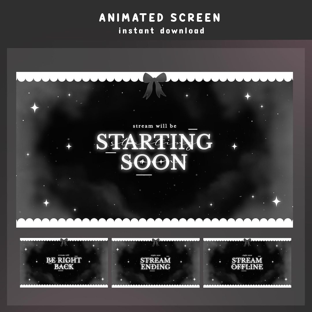 Chibi Galaxy Animated Stream Screen Overlay, Black White Overlay ...