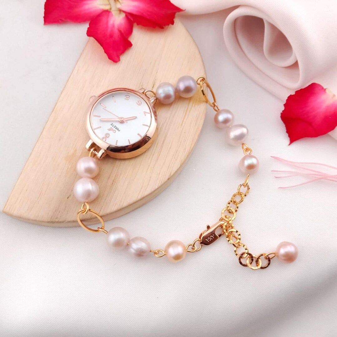 Pearl Watch, Genuine Pearls, Pearl Bracelet, Silver Frame, Genuine ...