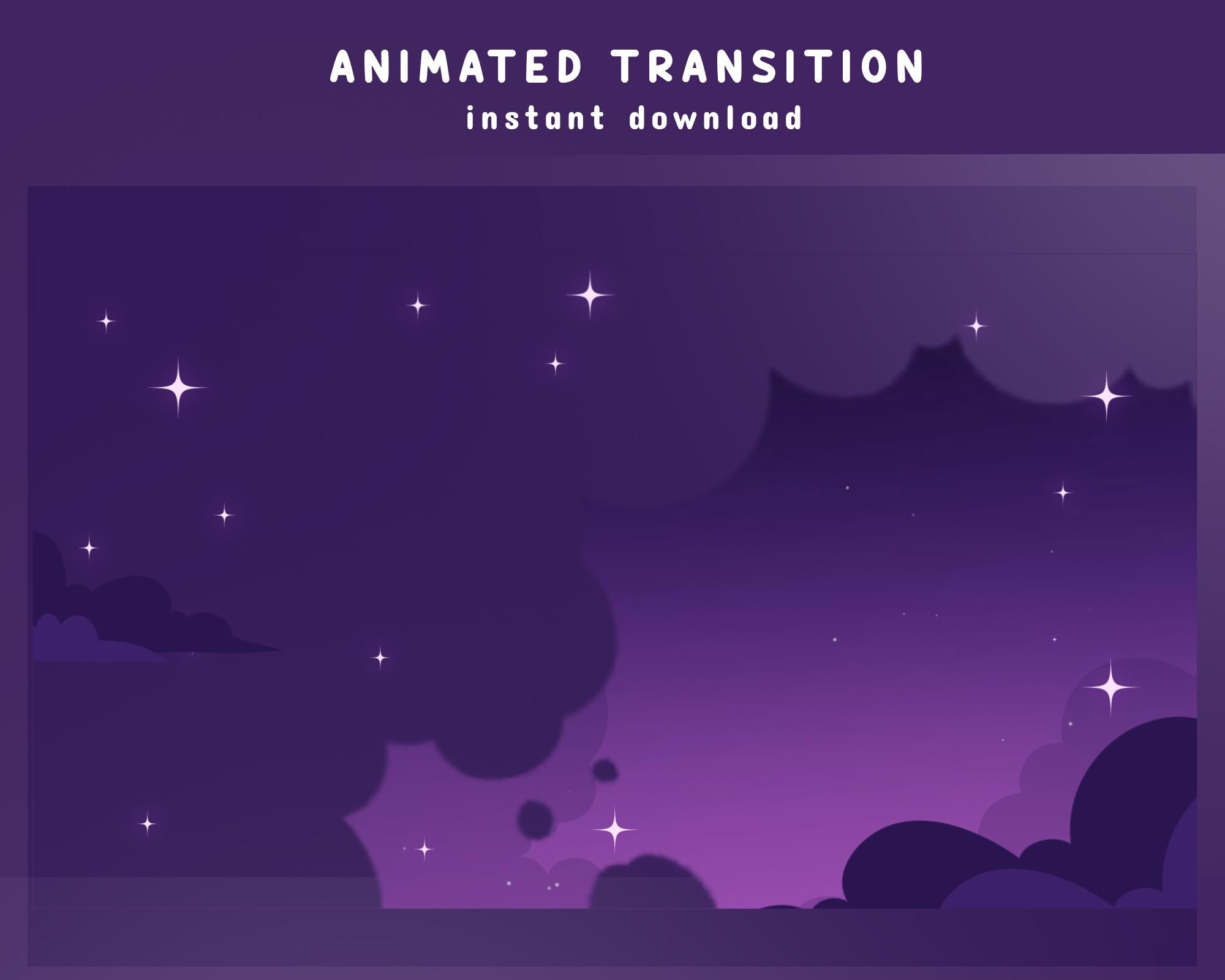 Starlit Clouds Animated Stream Overlay Bundle, Night Theme Overlay ...