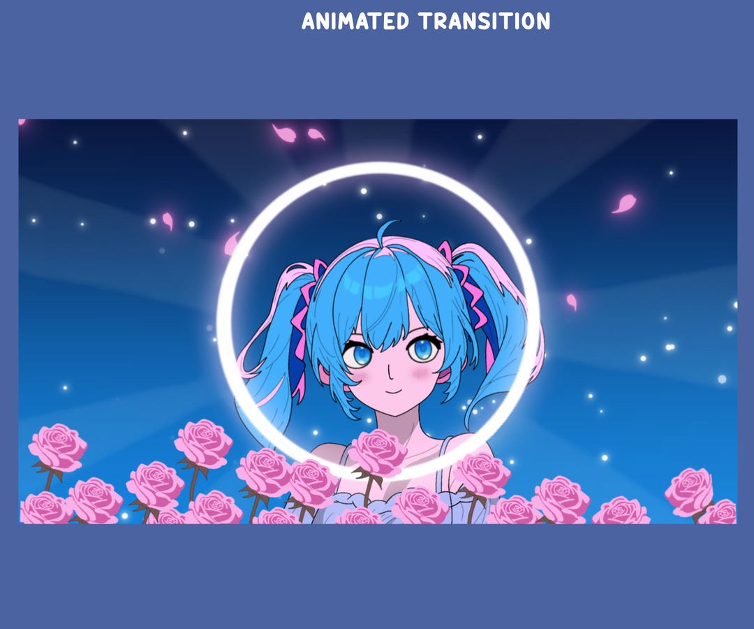 Aqua Blossom Animated Stinger Transition Overlay, Blue Pink Transition ...