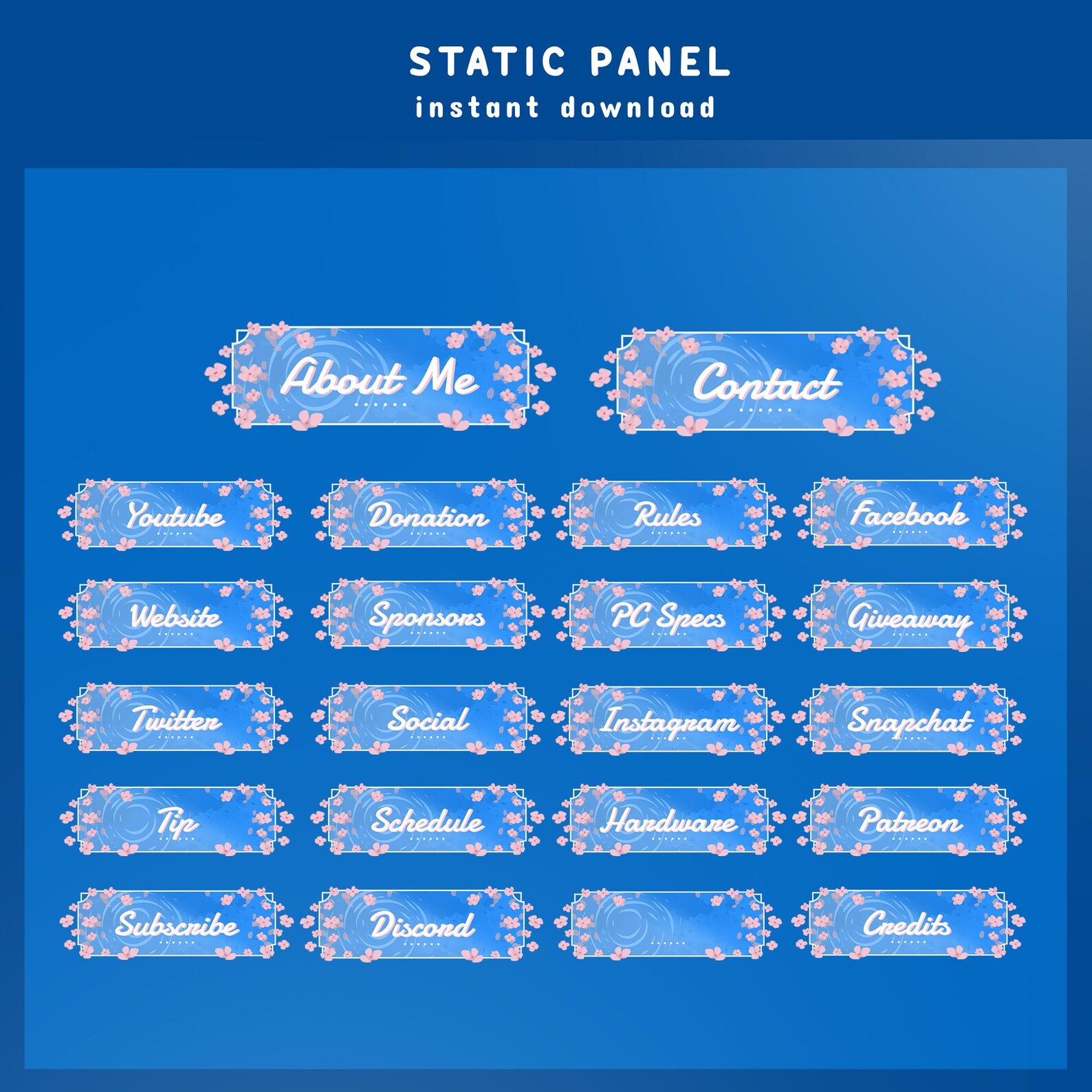Cherry Sky Static Stream Panel Overlay, Sakura Theme, Live Streaming ...