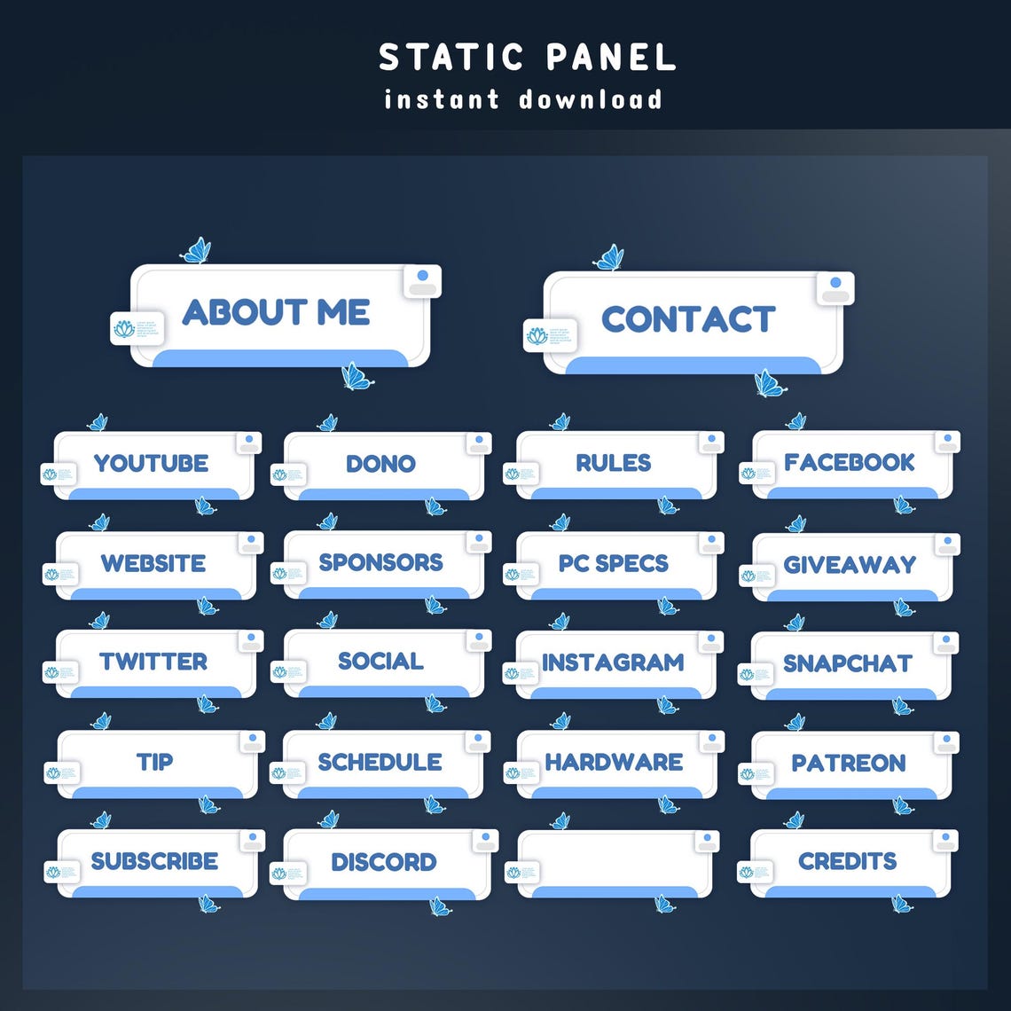 Blue Serenity Animated Stream Overlay Bundle, Feminine Overlay, Blue ...