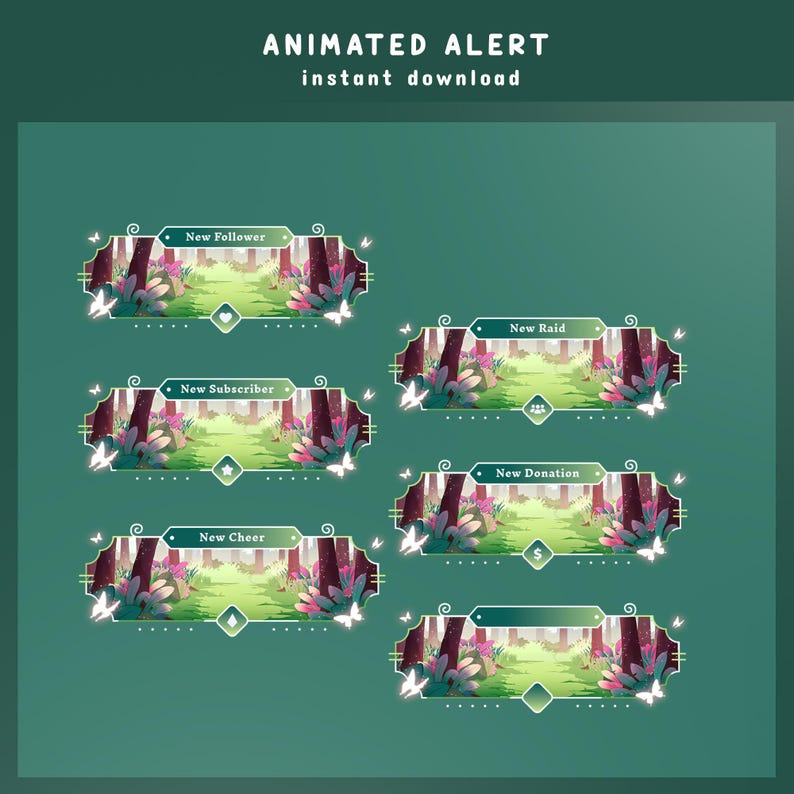 Green Forest Animated Stream Overlay Bundle, Fantasy Forest Stream ...