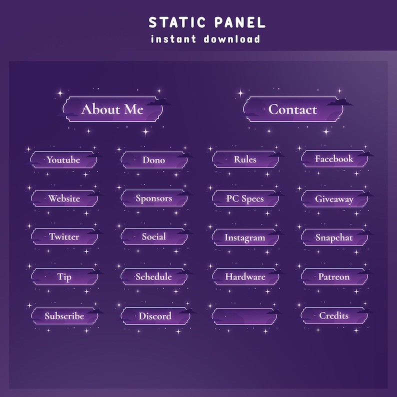 Starlit Clouds Animated Stream Overlay Bundle, Night Theme Overlay ...