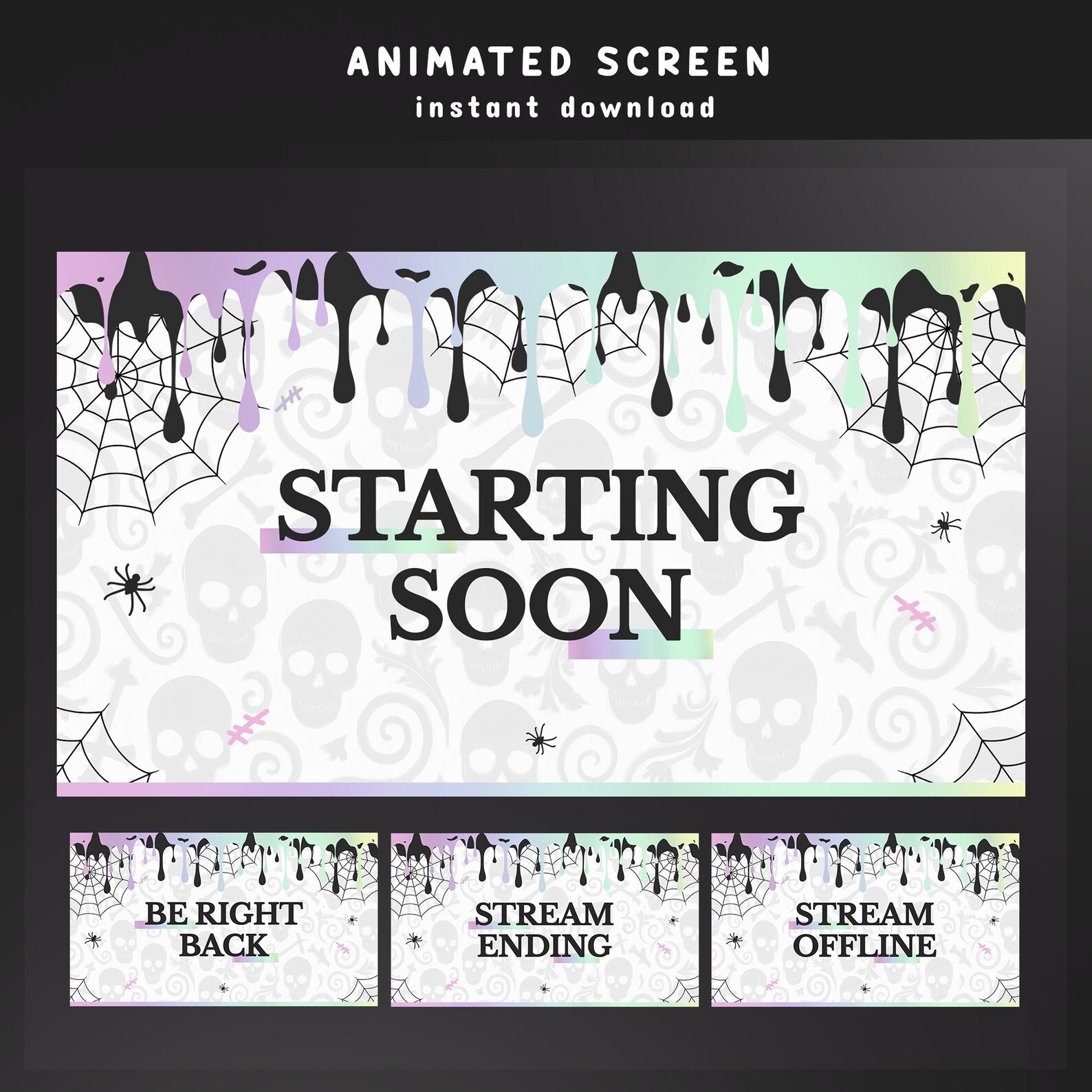 Drippy Skulls Animated Stream Overlay Bundle, Halloween Stream Overlay ...